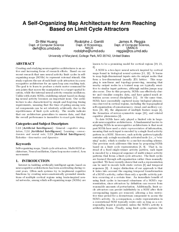 (PDF) A Self-Organizing Map Architecture for Arm Reaching Based on Limit Cycle Attractors