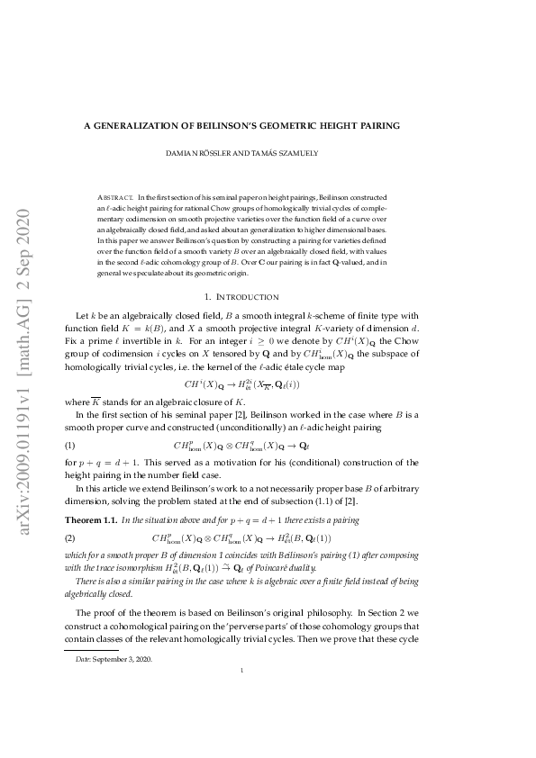 (PDF) A generalization of Beilinson's geometric height pairing