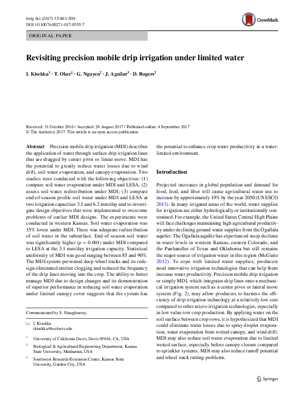 (PDF) Revisiting precision mobile drip irrigation under limited water