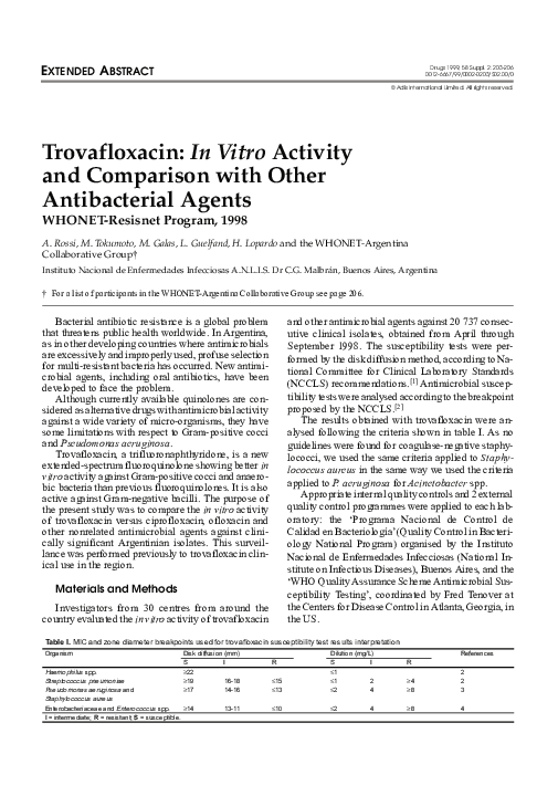 (PDF) Trovafloxacin: In Vitro Activity and Comparison with Other ...