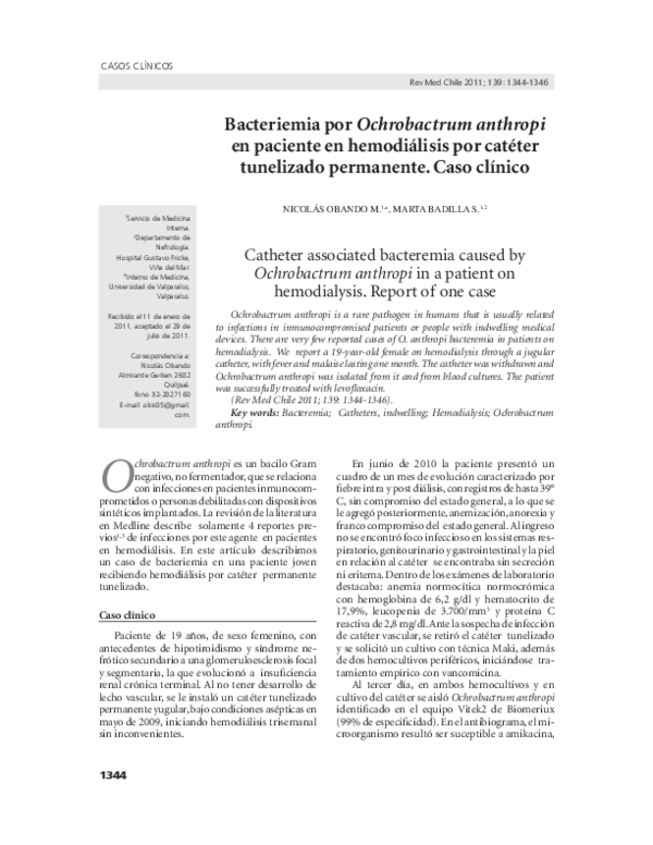 (PDF) Bacteriemia por Ochrobactrum anthropi en paciente en hemodiálisis ...