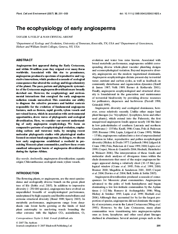 (PDF) The ecophysiology of early angiosperms