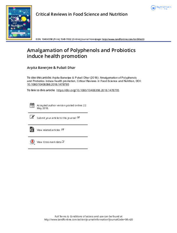 (PDF) Amalgamation of polyphenols and probiotics induce health promotion