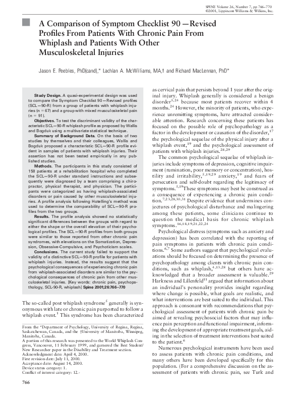 (PDF) A Comparison of Symptom Checklist 90—Revised Profiles From ...