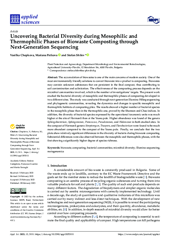(PDF) Uncovering Bacterial Diversity during Mesophilic and Thermophilic ...
