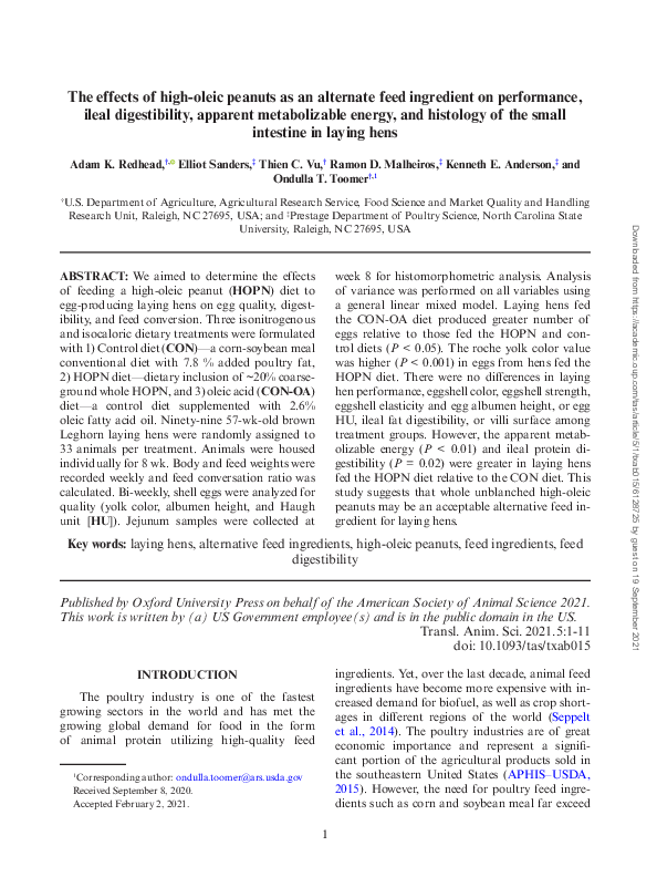 (PDF) The effects of high-oleic peanuts as an alternate feed ingredient ...