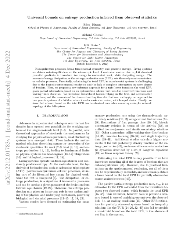 (PDF) Universal bounds on entropy production inferred from observed statistics