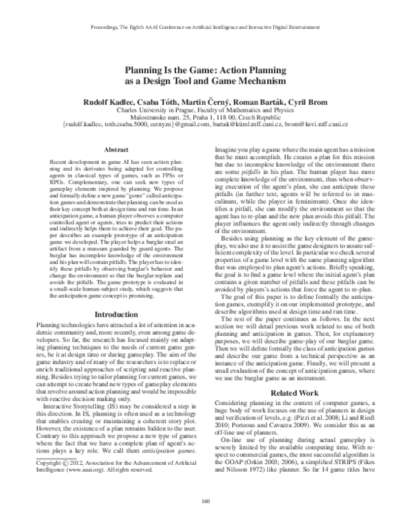 (PDF) Planning Is the Game: Action Planning as a Design Tool and Game ...