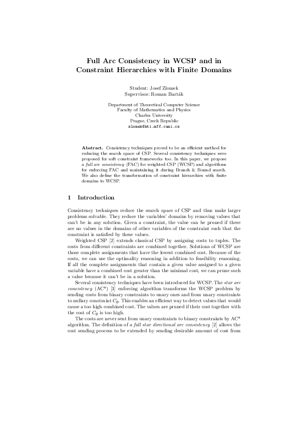 (PDF) Full Arc Consistency in WCSP and in Constraint Hierarchies with ...