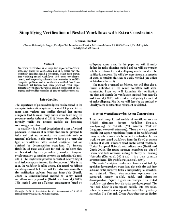 (PDF) Simplifying Verification of Nested Workflows with Extra Constraints (PDF) Simplifying Verification of Nested Workflows with Extra Constraints