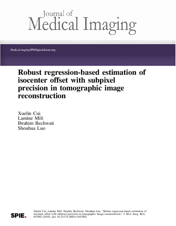 Pdf Robust Regression Based Estimation Of Isocenter Offset With Subpixel Precision In 4811