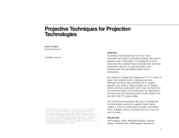 Pdf Projective Techniques For Projection Technologies