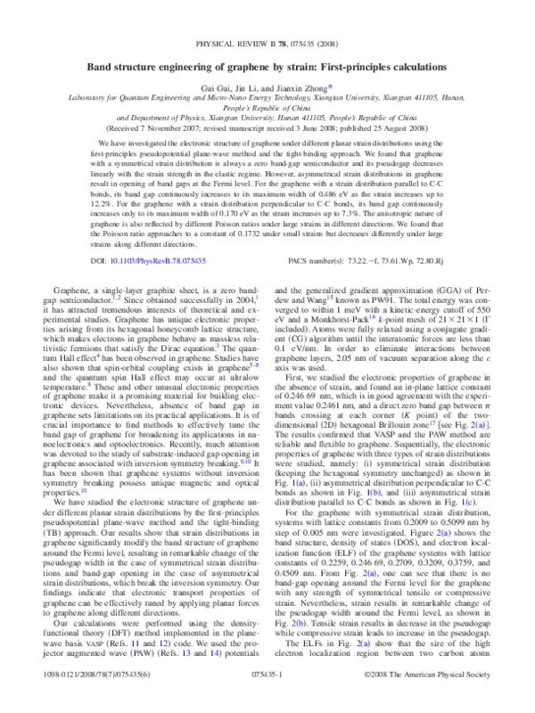 (PDF) Band structure engineering of graphene by strain: First ...