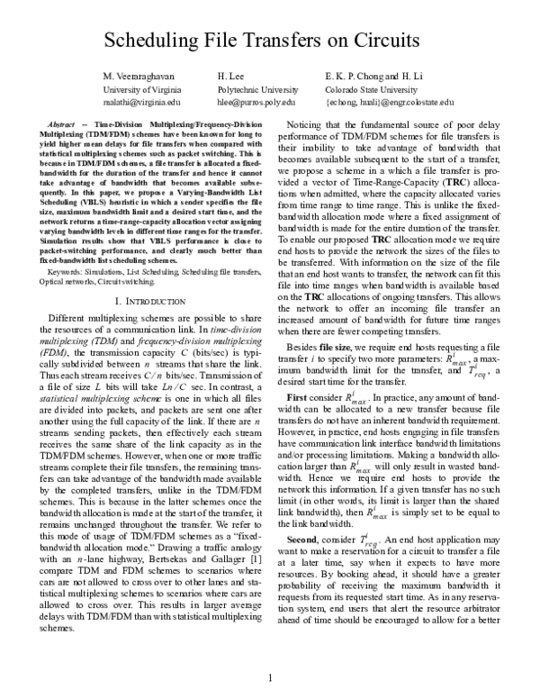 (PDF) Scheduling File Transfers on Circuits