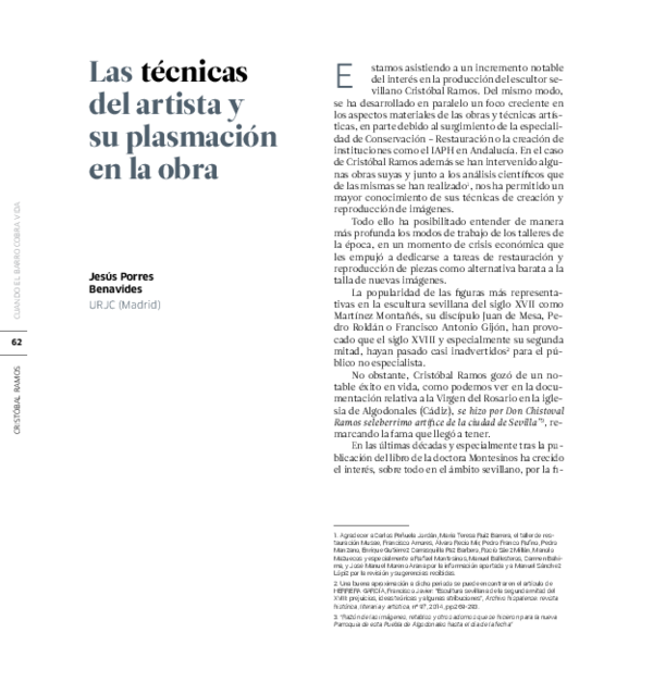 (PDF) Las técnicas DEL ARTISTA Y SU PLASMACIÓN EN LA OBRA