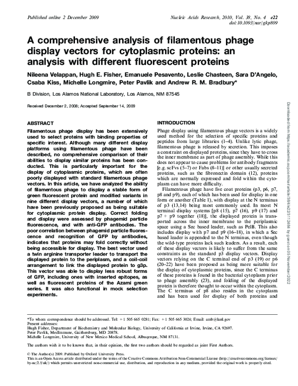 (PDF) A comprehensive analysis of filamentous phage display vectors for ...