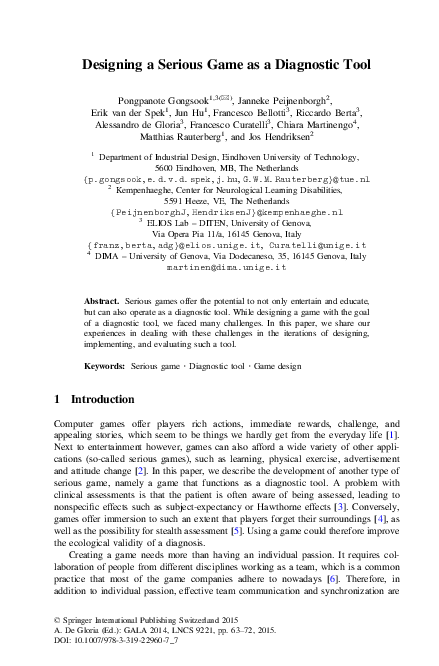 (PDF) Designing a Serious Game as a Diagnostic Tool