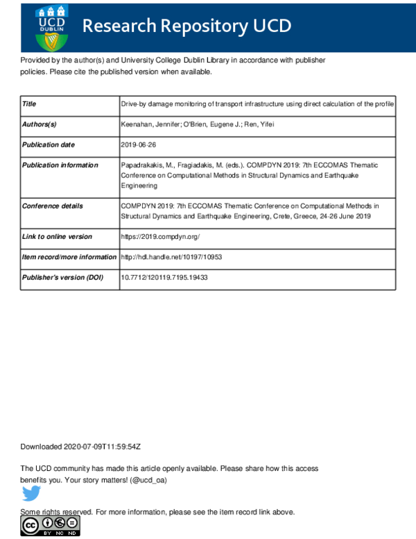 (PDF) Drive-by bridge damage monitoring using Bridge Displacement ... (PDF) Drive-by bridge damage monitoring using Bridge Displacement ...