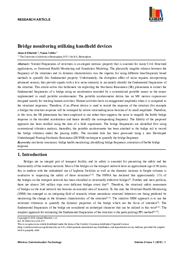 (PDF) Bridge monitoring utilizing handheld devices