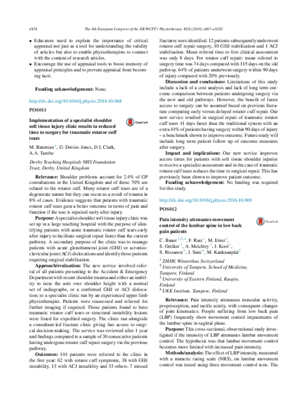 (PDF) Implementation of a specialist shoulder soft tissue injury clinic ...