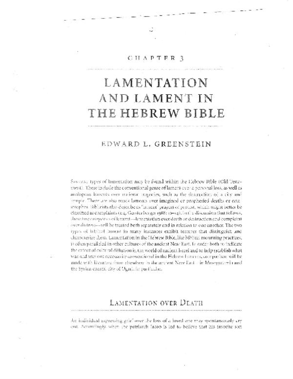 (PDF) Lamentation and Lament in the Hebrew Bible