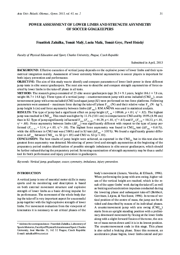 (PDF) Power assessment of lower limbs and strength asymmetry of soccer ...