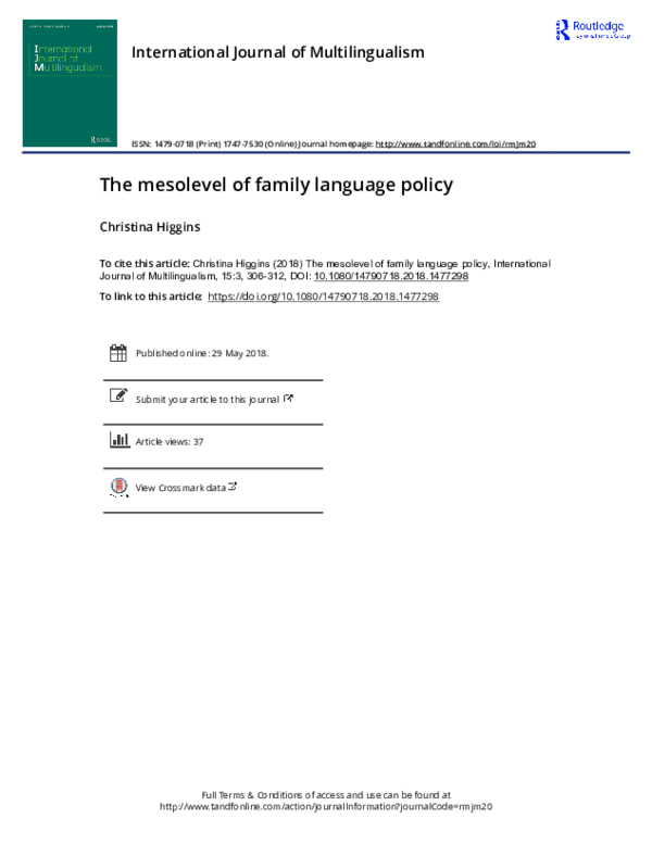 (PDF) The mesolevel of family language policy