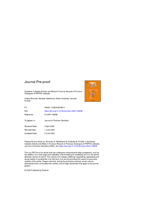 (PDF) Synthesis, catalytic activity and medium fluorous recycle of ...