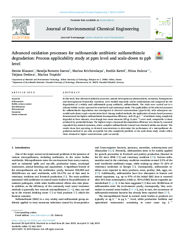 (PDF) Advanced oxidation processes for sulfonamide antibiotic ...