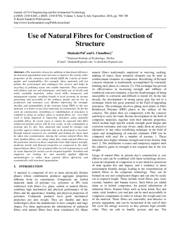 (PDF) Use of Natural Fibres for Construction of Structure