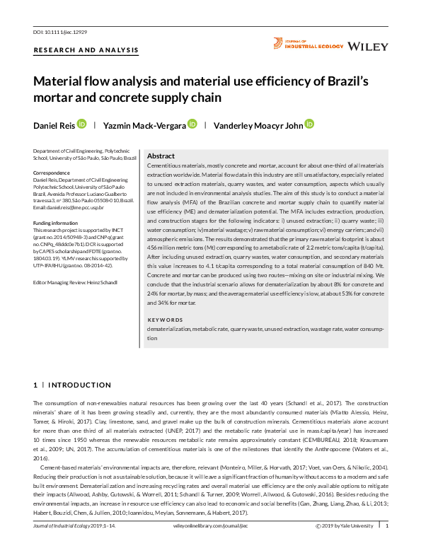 (PDF) Material flow analysis and material use efficiency of Brazil's ...