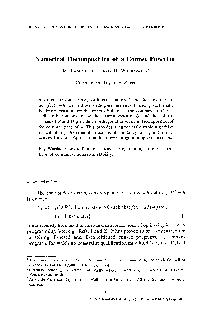 (PDF) Numerical decomposition of a convex function