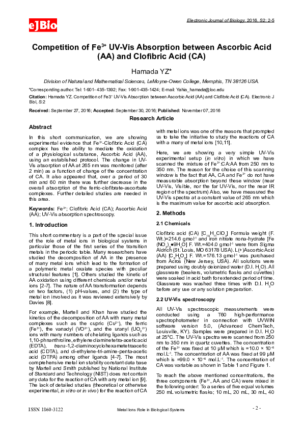 (PDF) Competition of Fe3+ UV-Vis Absorption between Ascorbic Acid(AA ...