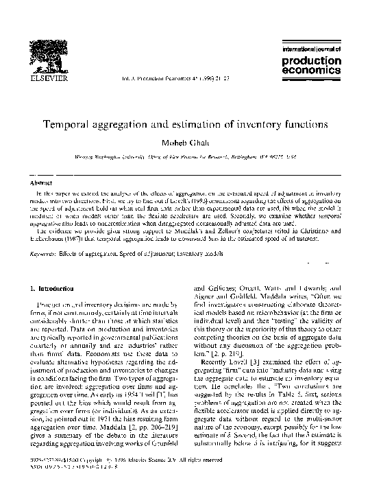 (PDF) Temporal aggregation and estimation of inventory functions