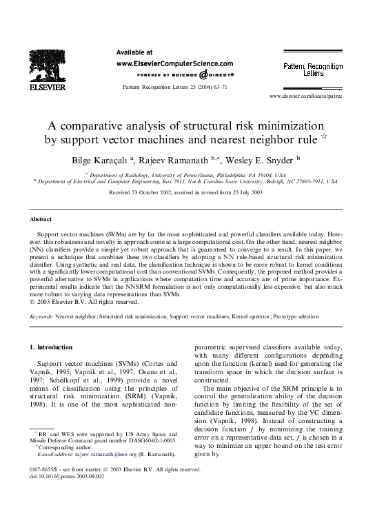 (PDF) A comparative analysis of structural risk minimization by support vector machines and ...