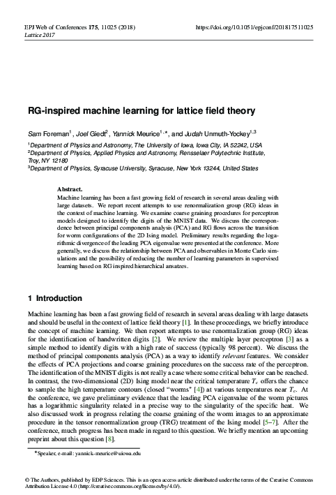 (PDF) RG-inspired machine learning for lattice field theory