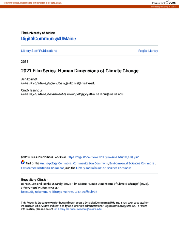(PDF) 2021 Film Series: Human Dimensions of Climate Change