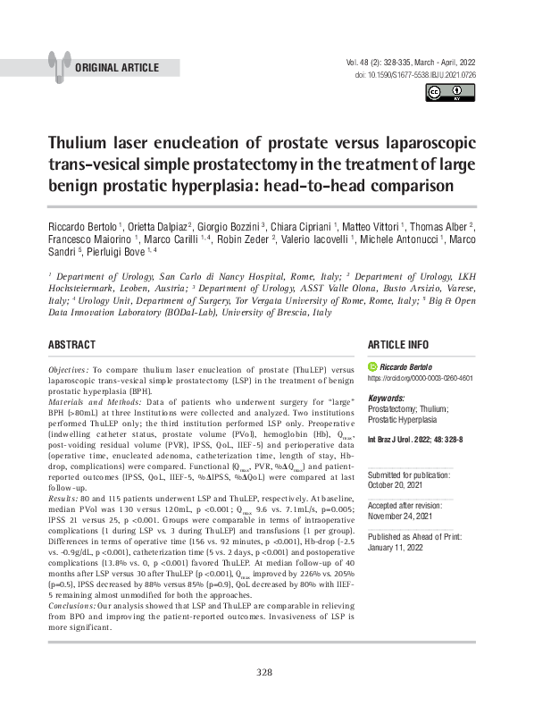 (PDF) Thulium laser enucleation of prostate versus laparoscopic trans ...