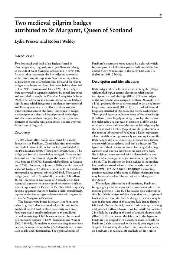 (PDF) Two medieval pilgrim badges attributed to St Margaret, Queen of ...