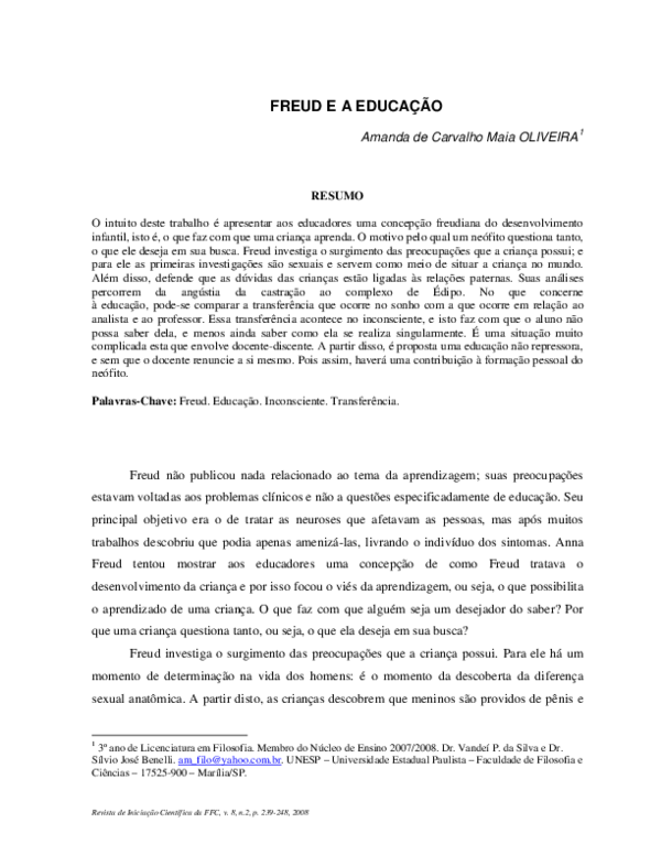 (PDF) Freud e a Educação