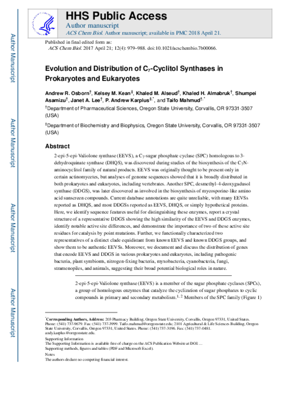 (PDF) Evolution and Distribution of C7-Cyclitol Synthases in ...
