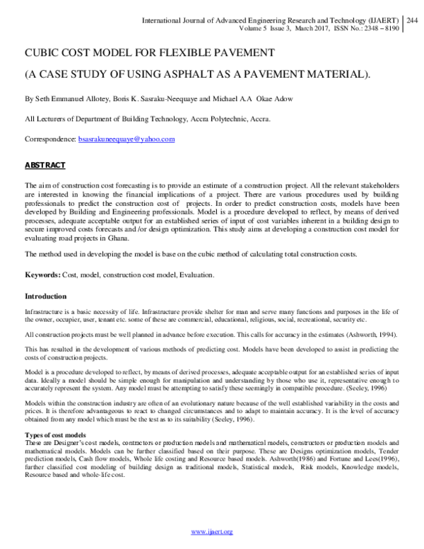 (PDF) Cubic Cost Model for Flexible Pavement (A Case Study of Using ...