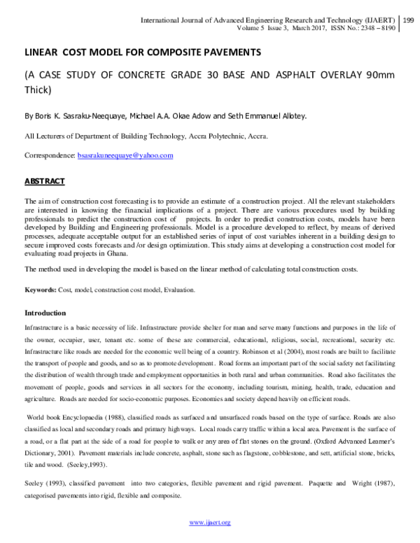 (PDF) LINEAR COST MODEL FOR COMPOSITE PAVEMENTS (A CASE STUDY OF ...