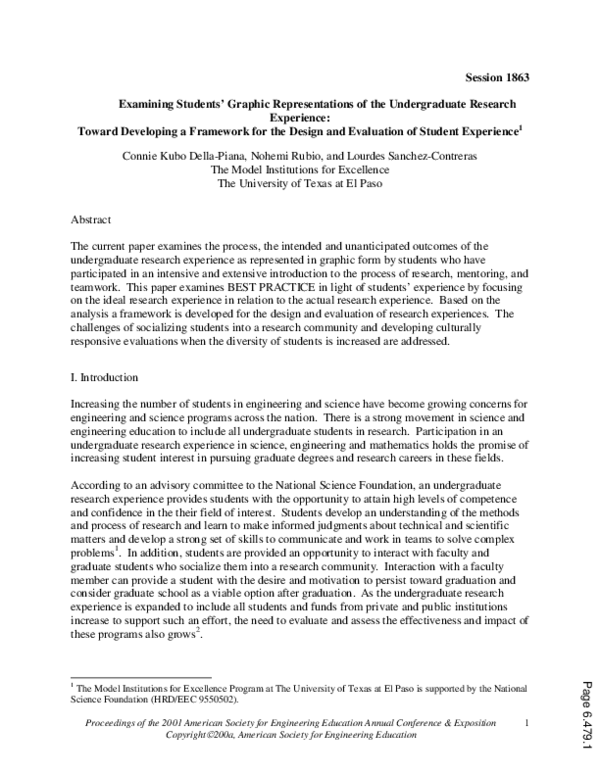 (PDF) Examining Students' Graphic Representations Of The Undergraduate Research Experience ...