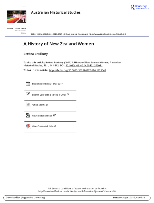 (PDF) A History of New Zealand Women