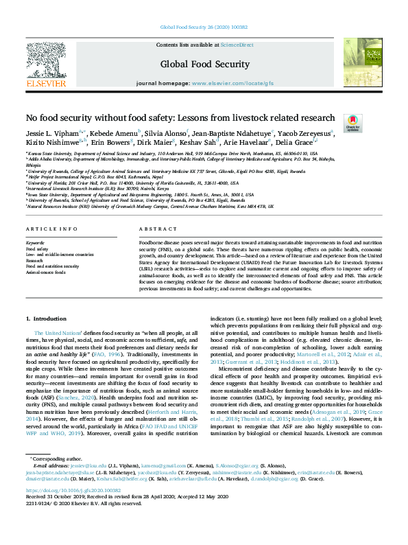 (PDF) No food security without food safety: Lessons from livestock ...
