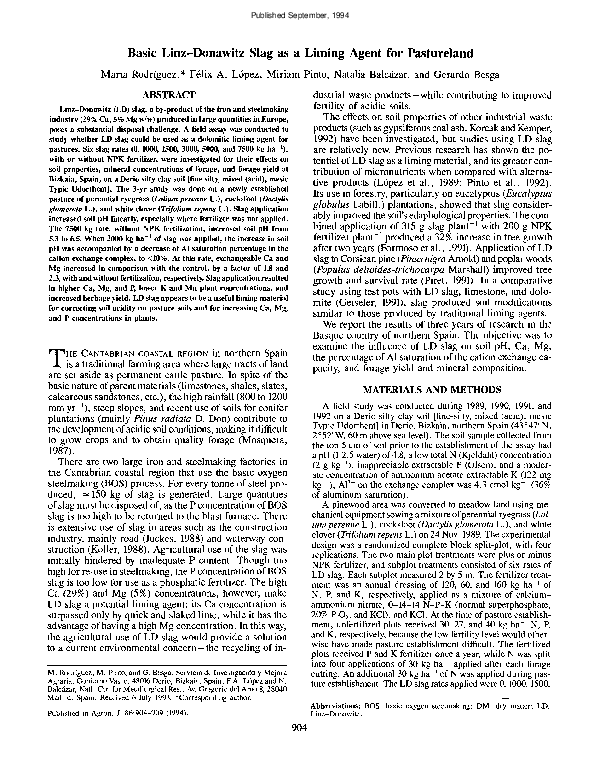 (PDF) Basic Linz-Donawitz Slag as a Liming Agent for Pastureland