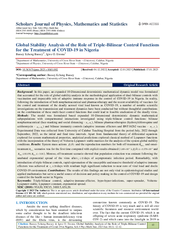 (PDF) Global Stability Analysis of the Role of Triple-Bilinear Control ...