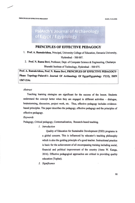 (PDF) Principles of Effective pedagogy