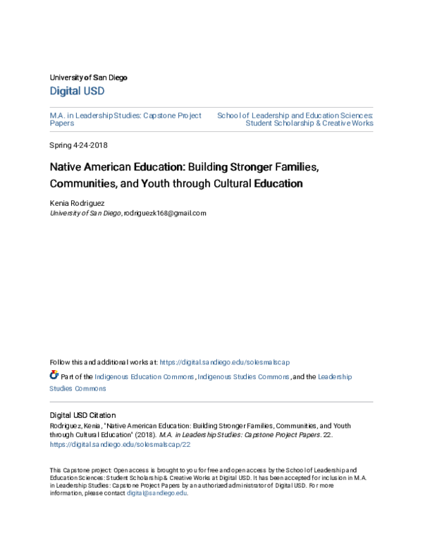 (PDF) Native American Education: Building Stronger Families ...